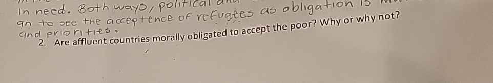 Solved Are affluent countries morally obligated to accept | Chegg.com