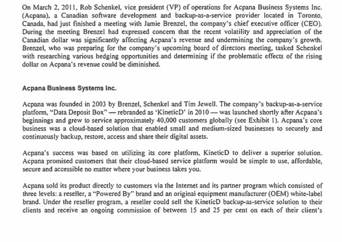 Solved On March 2, 2011, Rob Schenkel, vice president (VP) | Chegg.com
