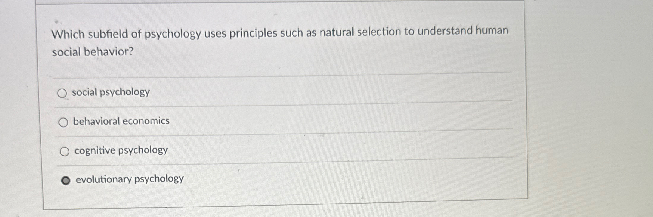 Solved Which subfield of psychology uses principles such as | Chegg.com