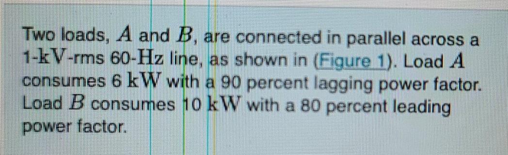 Solved Two loads, A and B, are connected in parallel across | Chegg.com