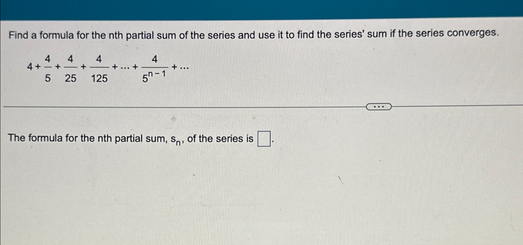 Solved Find a formula for the nth partial sum of the series | Chegg.com