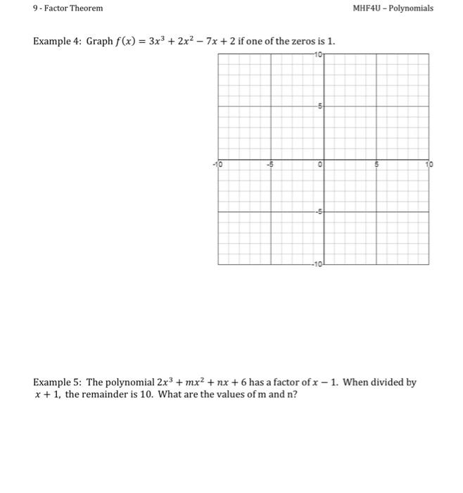 Solved 9 Factor Theorem Mhf4u Polynomials Example 4