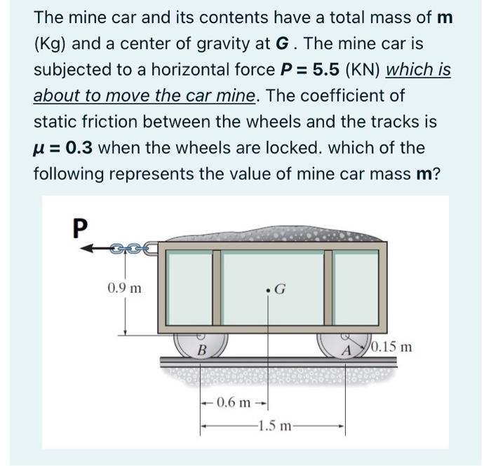 Solved The mine car and its contents have a total mass of m | Chegg.com