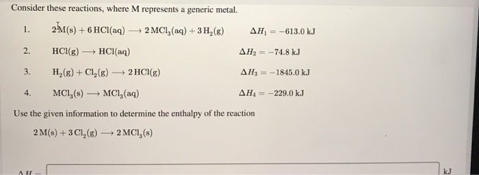 Solved Consider these reactions, where M represents a | Chegg.com