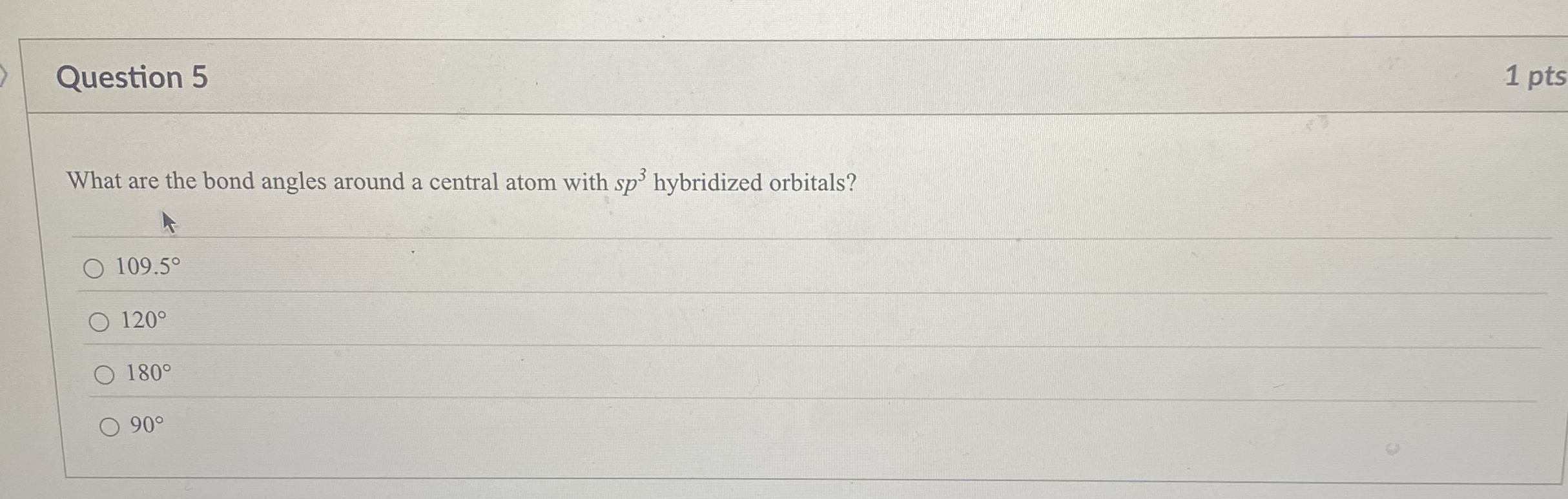 Solved Question 51 ﻿ptsWhat are the bond angles around a | Chegg.com