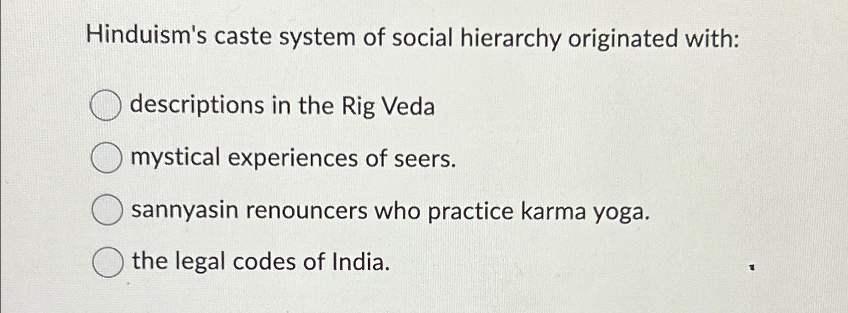 Solved Hinduism's caste system of social hierarchy | Chegg.com