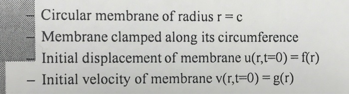 Solved For the vibrations of a circular membrane considered | Chegg.com