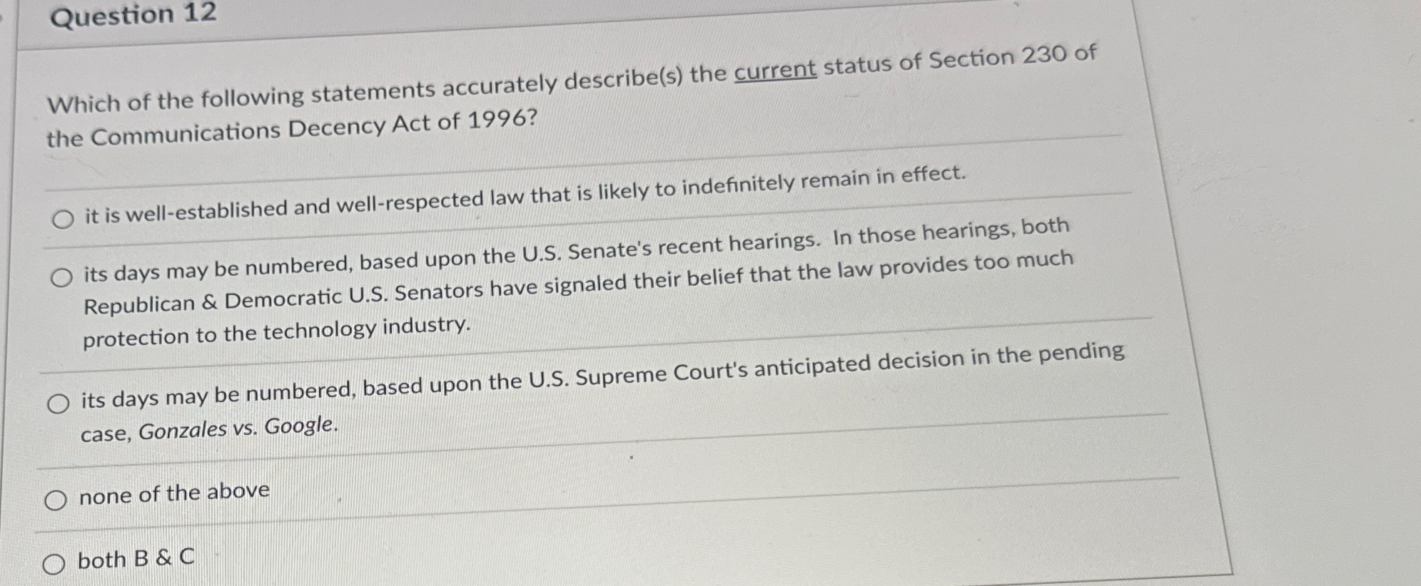 Solved Question 12Which of the following statements | Chegg.com