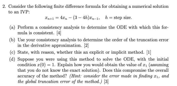 2. Consider the following finite difference formula | Chegg.com