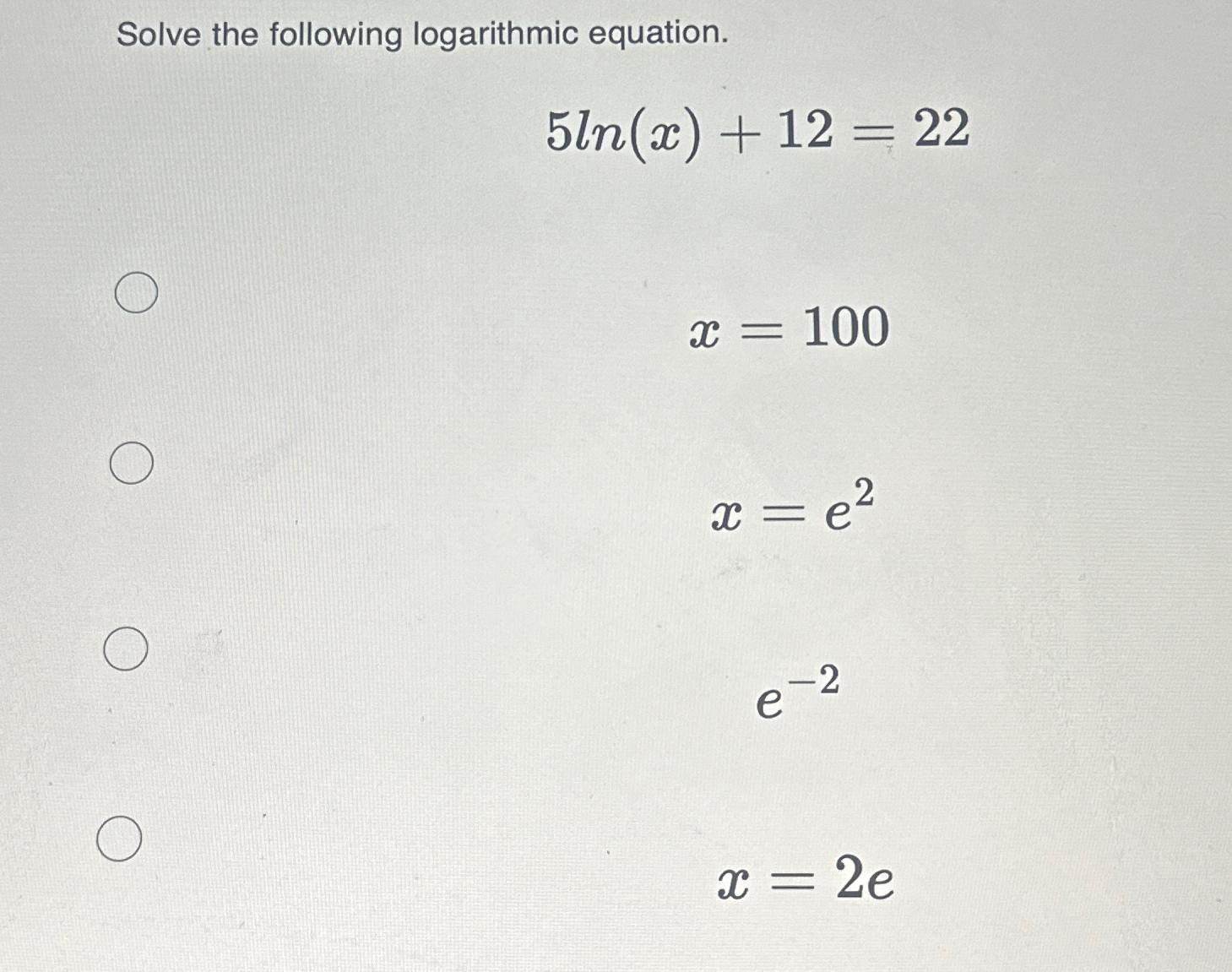 Solved Solve the following logarithmic | Chegg.com