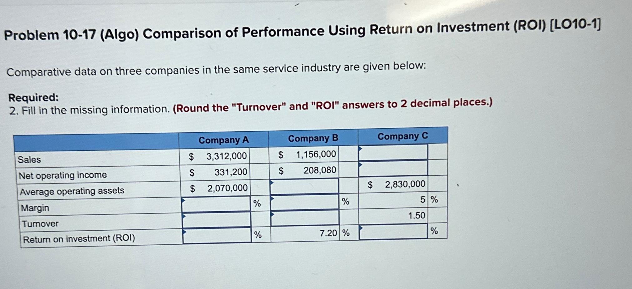 Solved Problem 10-17 (Algo) ﻿Comparison of Performance Using | Chegg.com