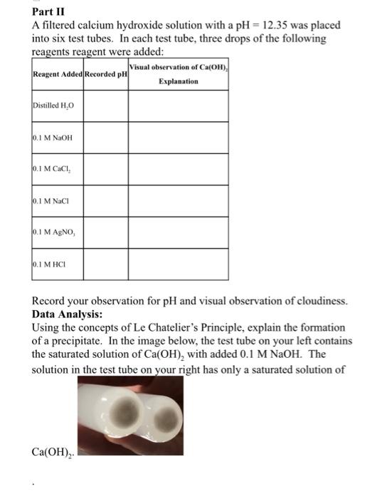 Solved Calculations Part I A solution of saturated calcium | Chegg.com