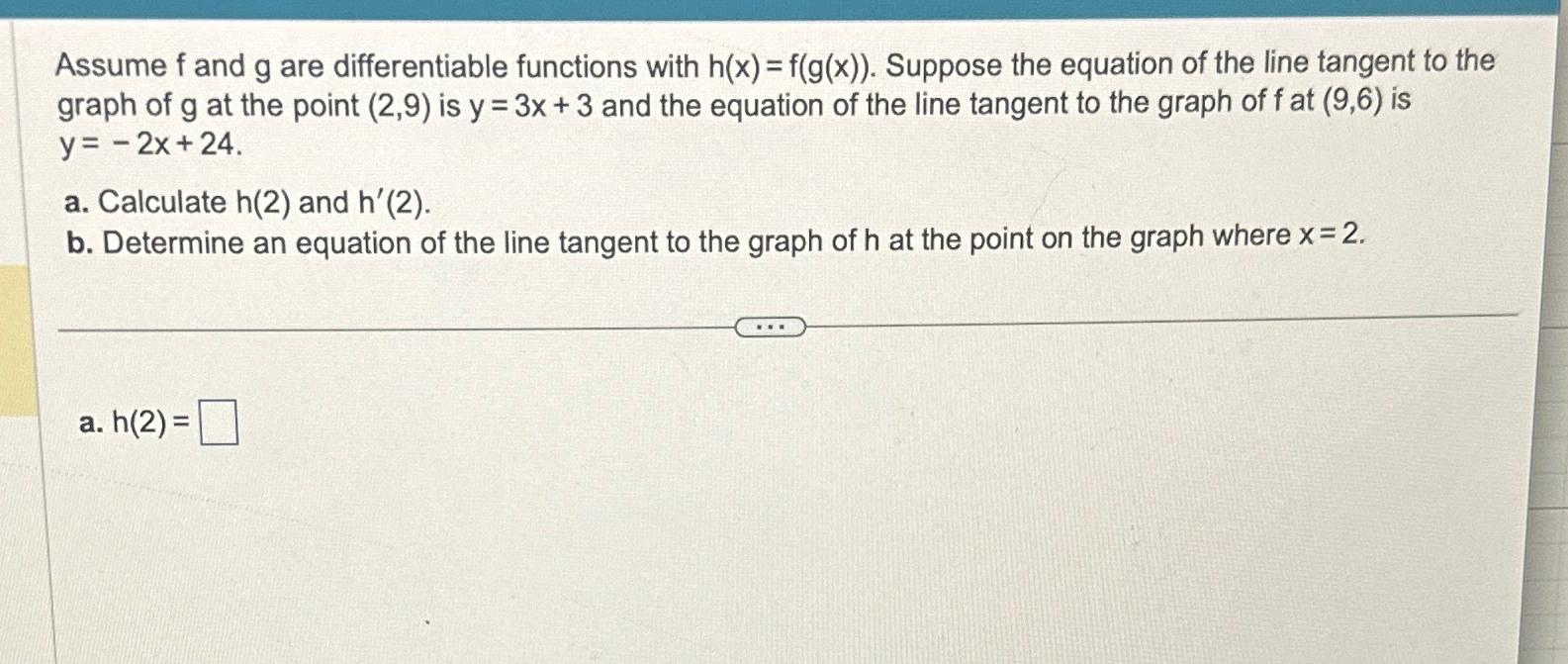 Solved Assume f ﻿and g ﻿are differentiable functions with | Chegg.com