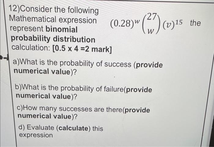 Solved 12)Consider the following Mathematical expression | Chegg.com