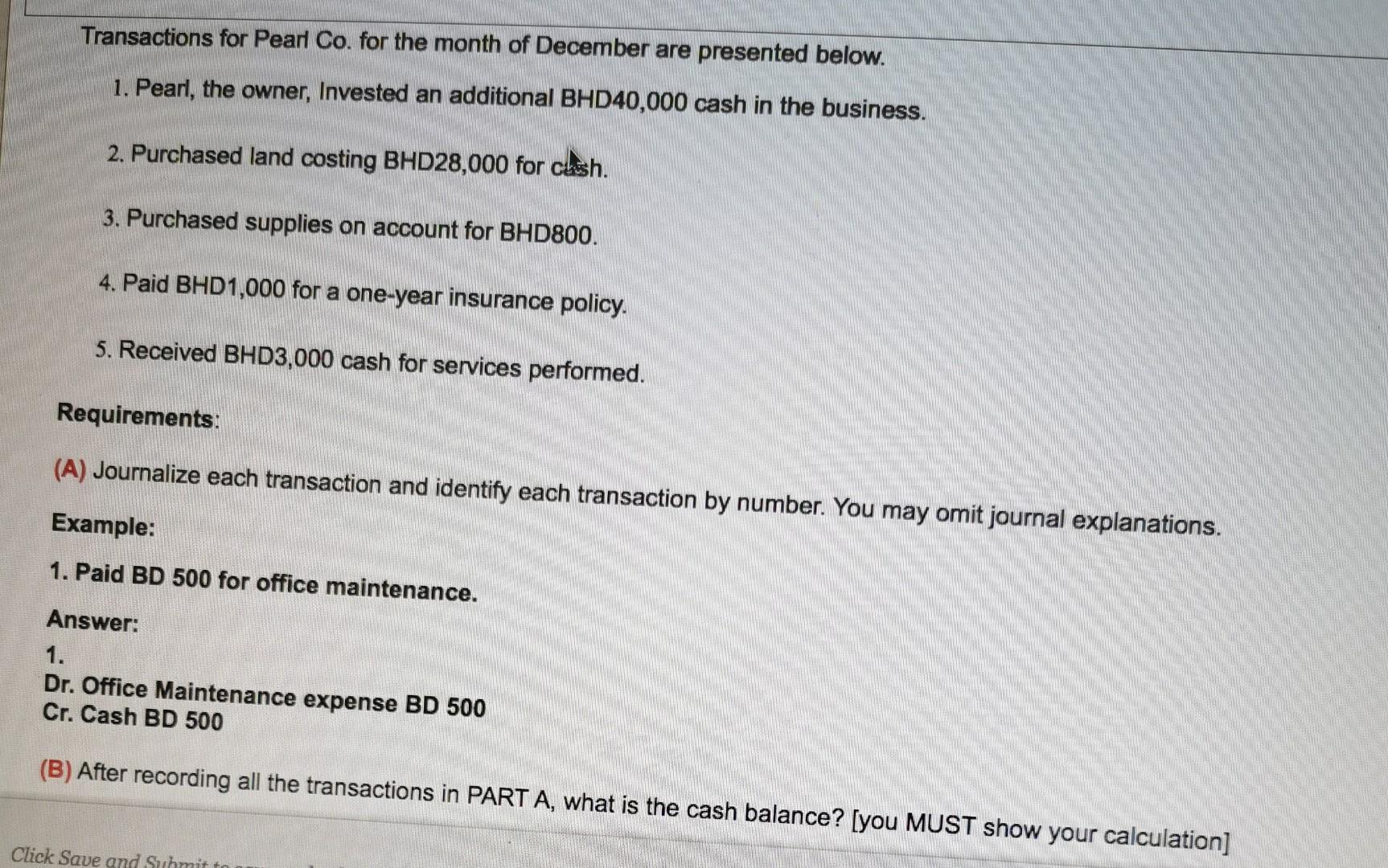 Solved Transactions for Pearl Co. for the month of December | Chegg.com