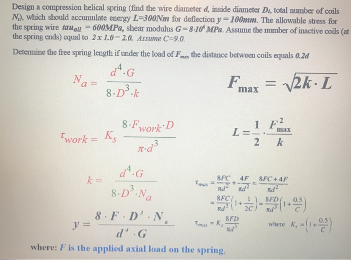 Solved Design a compression helical spring (find the wire | Chegg.com