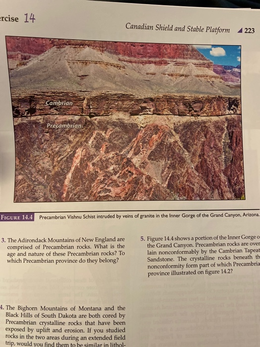 Solved 22.Figure 14.4 shows the Vishnu Schist in the inner | Chegg.com