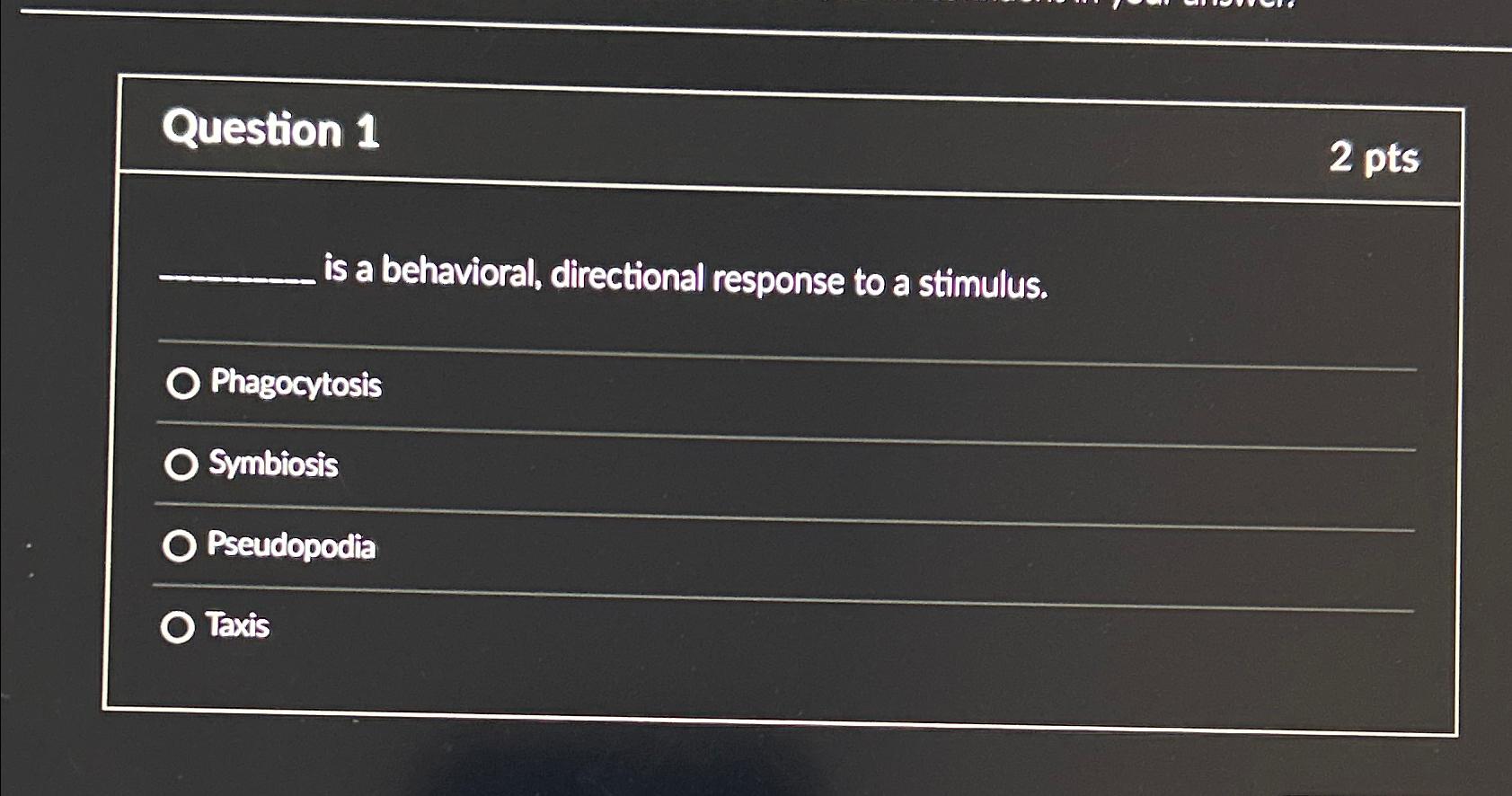 Solved Question 12ptsis a behavioral, directional response | Chegg.com