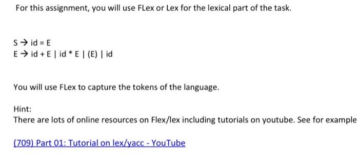 Solved For this assignment, you will use FLex or Lex for the | Chegg.com