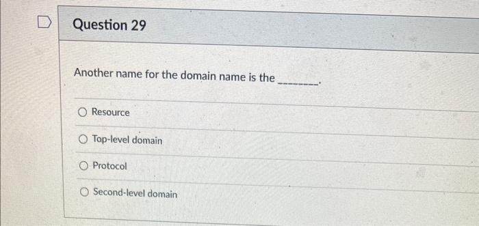 Solved Another name for the domain name is the Resource | Chegg.com