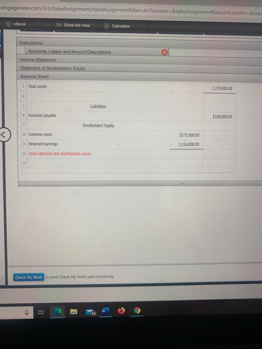 Instructions Accounts, Labels and Amount Descriptions | Chegg.com