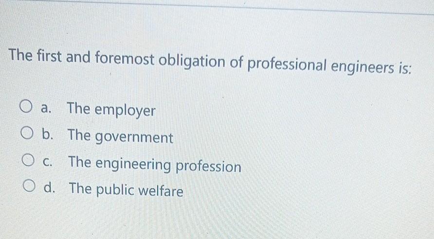 Solved The first and foremost obligation of professional | Chegg.com