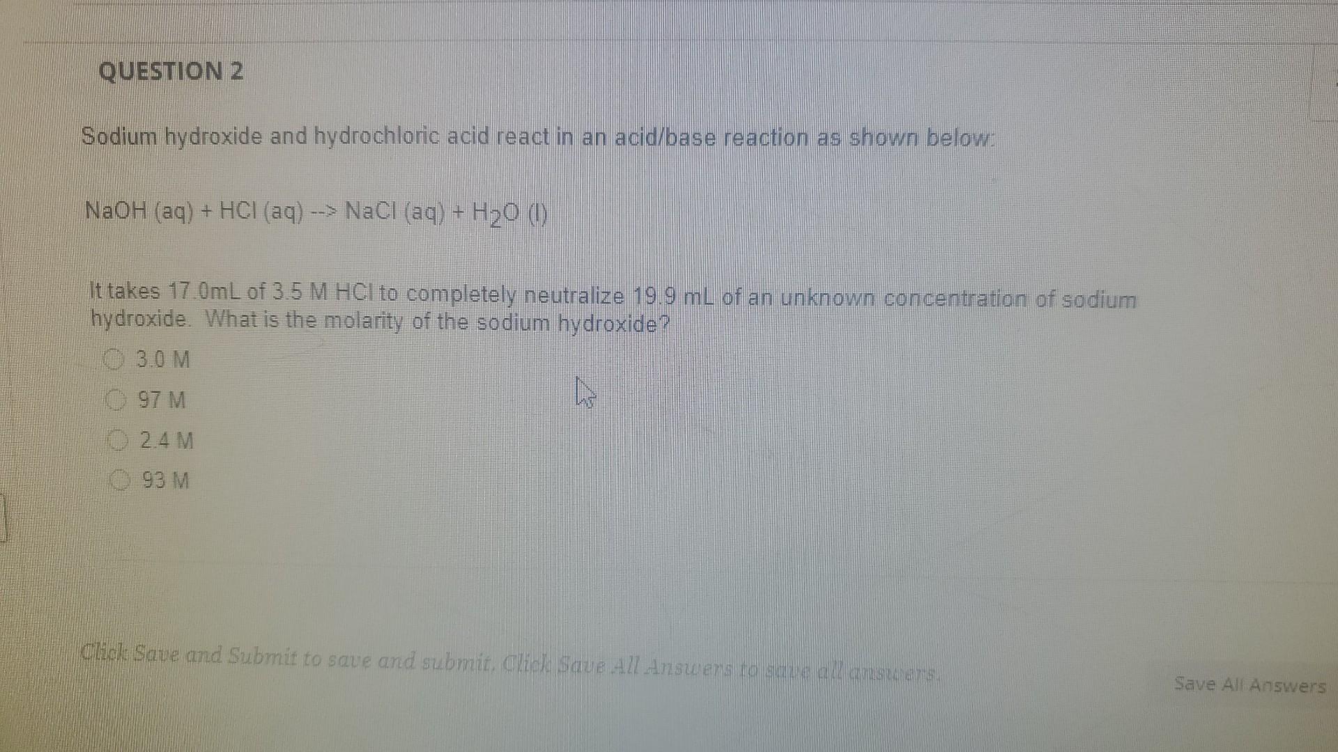 Sodium hydroxide and hydrochloric acid react in an | Chegg.com