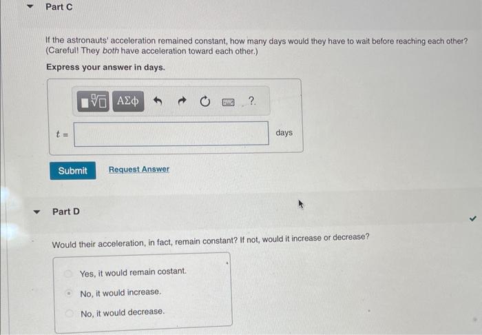 Solved A couple of astronauts agree to rendezvous in space | Chegg.com