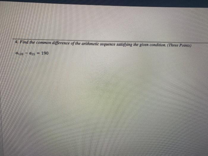 Solved 4. Find the common difference of the arithmetic | Chegg.com