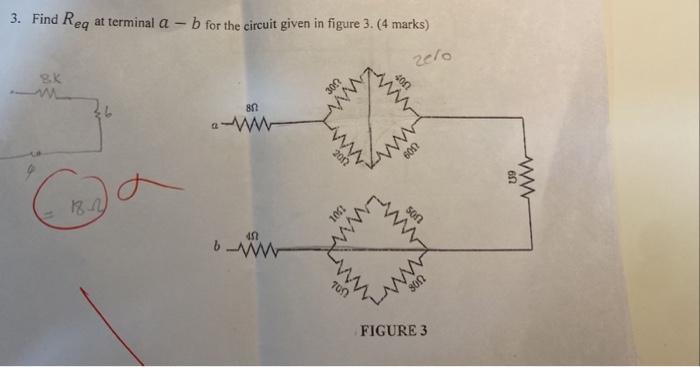 Solved 3. Find Req at terminal a−b for the circuit given in | Chegg.com