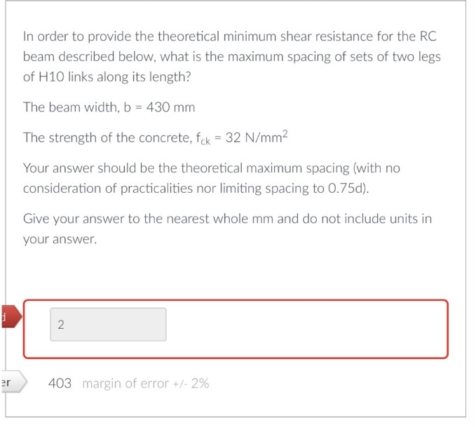 Solved In order to provide the theoretical minimum shear | Chegg.com