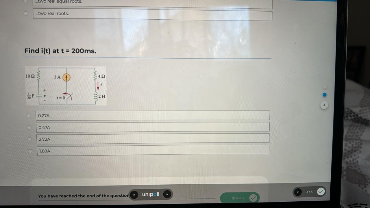 Solved ..two real roots.Find i(t) ﻿at | Chegg.com