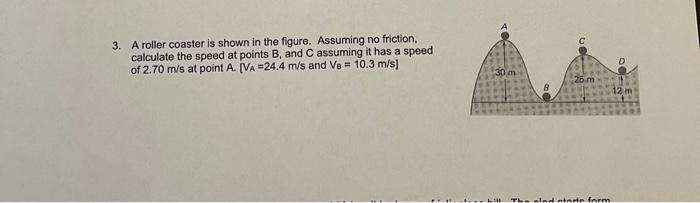 Solved 3. A roller coaster is shown in the figure. Assuming | Chegg.com