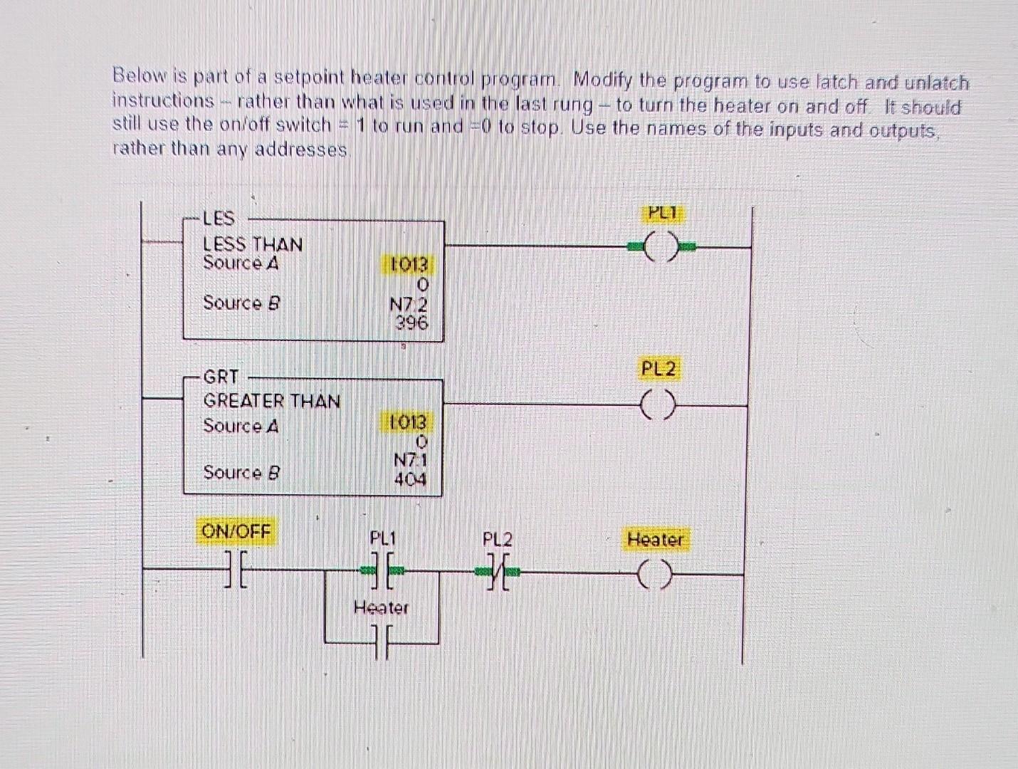 Solved Below is part of a setpoint heater control program. | Chegg.com
