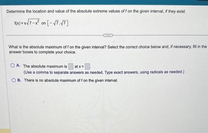 Solved Determine the location and value of the absolute | Chegg.com