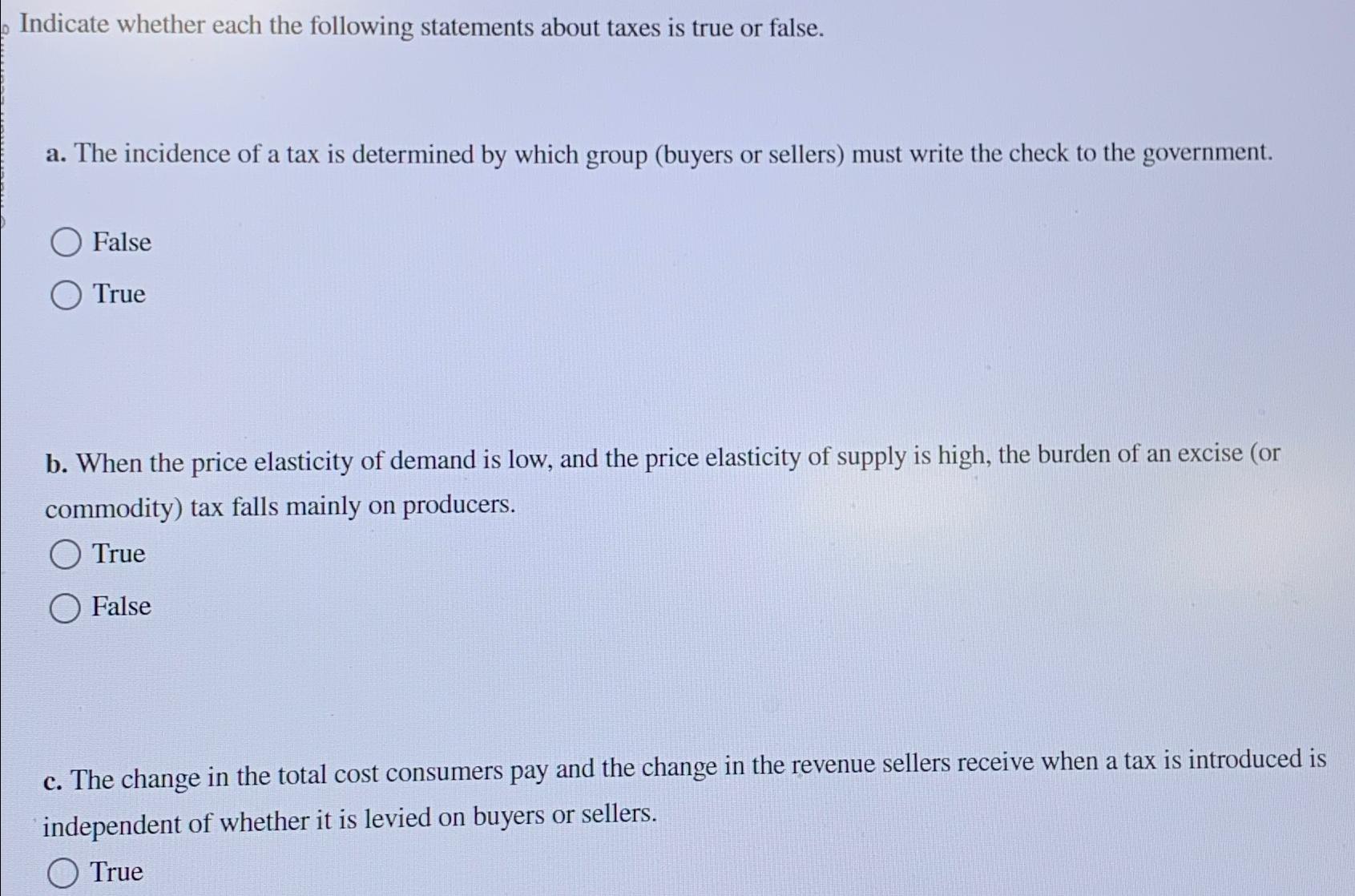 Solved Indicate whether each the following statements about | Chegg.com