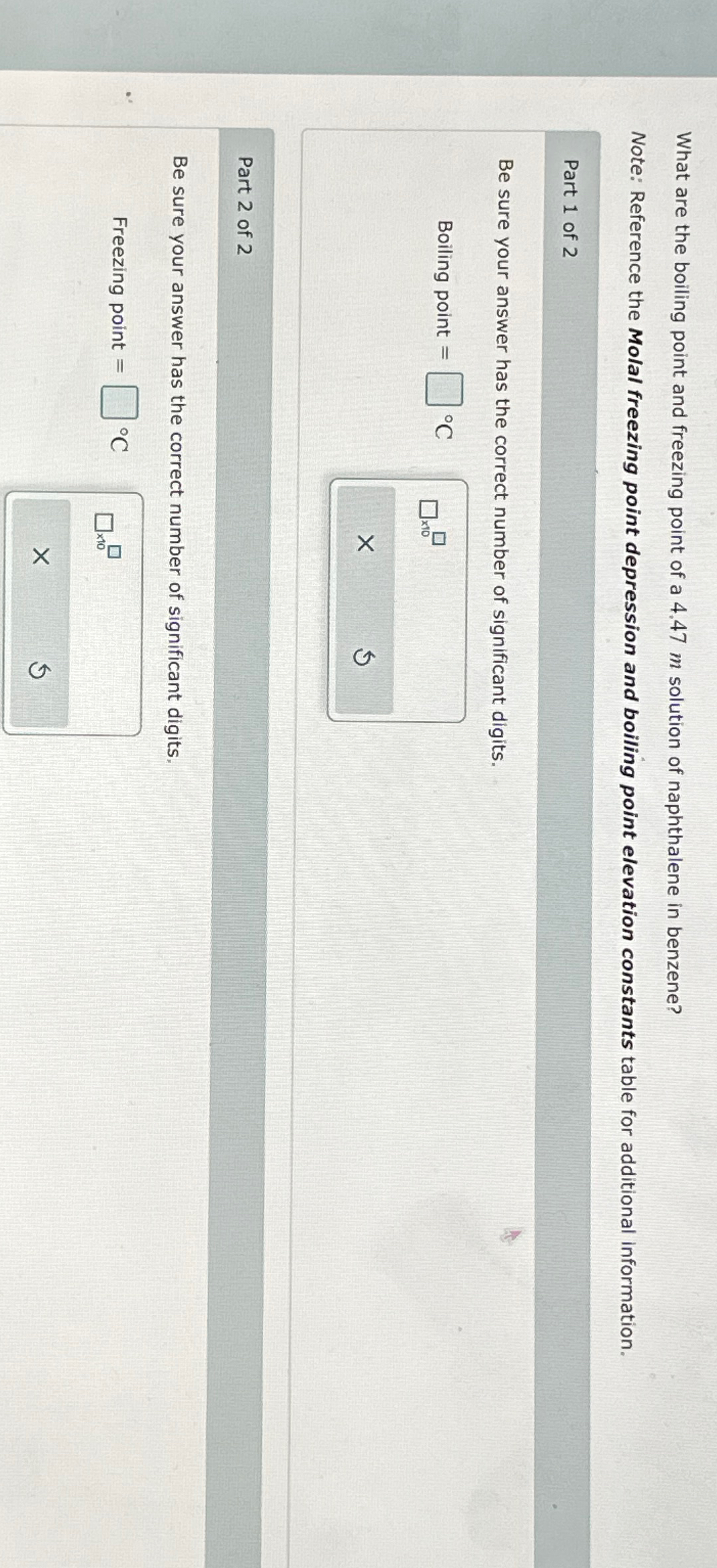 Solved What are the boiling point and freezing point of a | Chegg.com