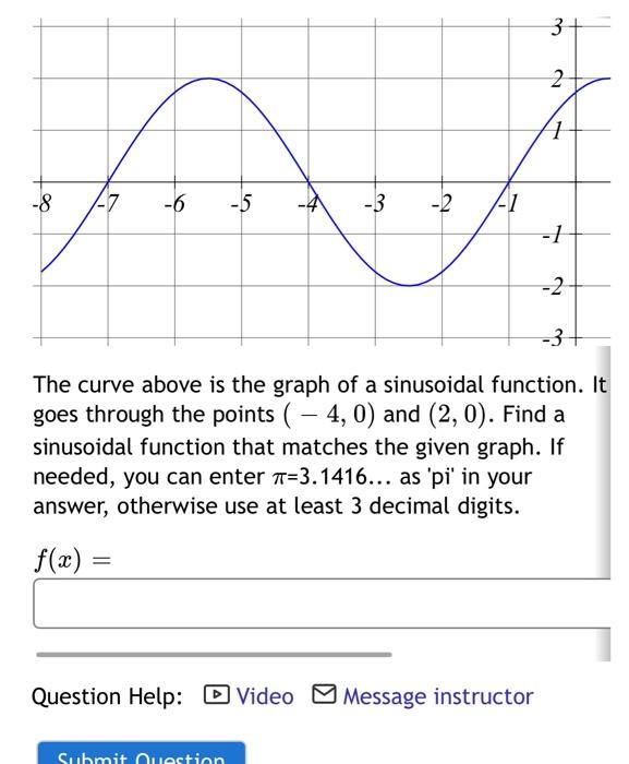 Solved 11:07The curve above is the graph of a sinusoidal | Chegg.com