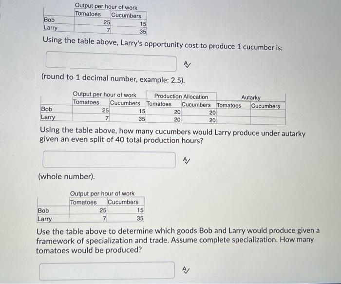 Solved Bob 25 Larry 7 Using the table above, Larry's | Chegg.com
