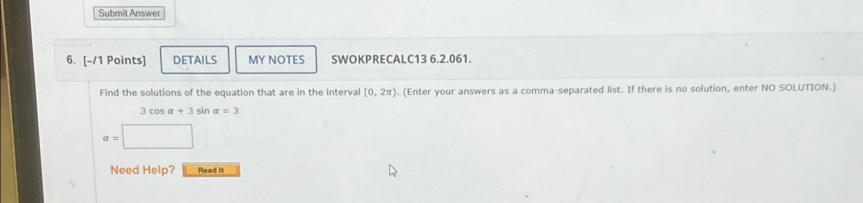 Solved [-/1 ﻿Points] ﻿SWOKPRECALC13 6.2.061.Find the | Chegg.com
