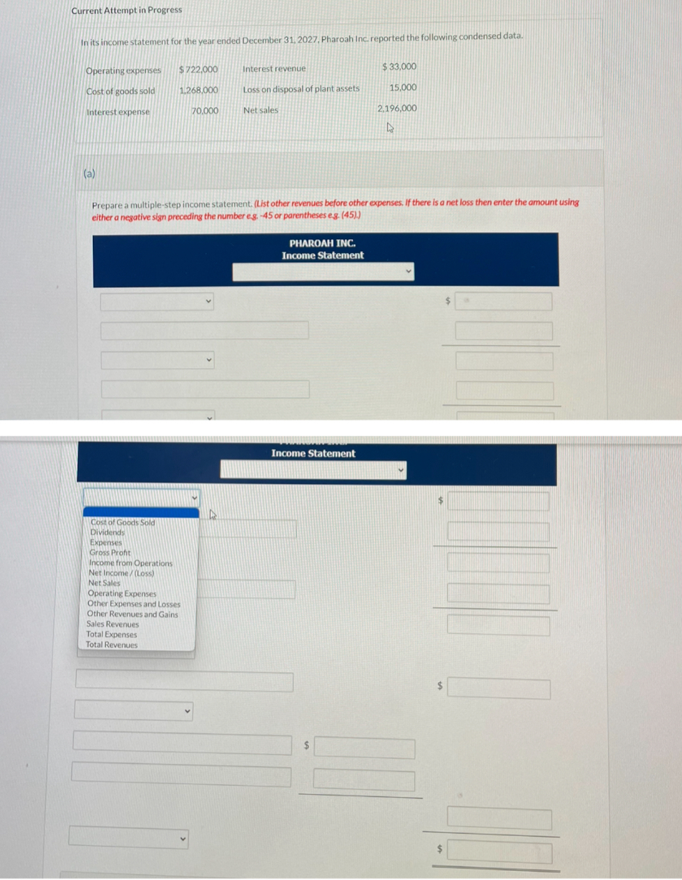 Solved In its income statement for the year ended December | Chegg.com