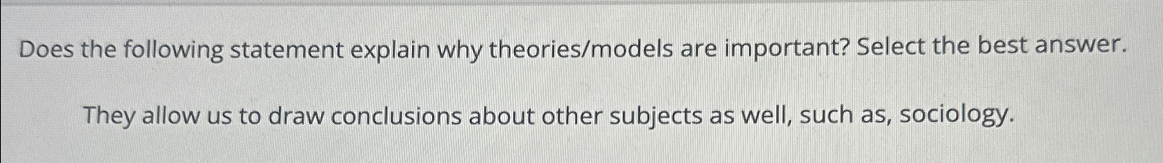 Solved Does the following statement explain why | Chegg.com