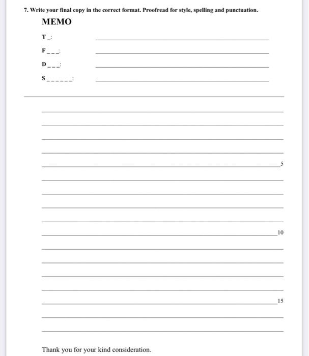 7. Write your final copy in the correct format. | Chegg.com