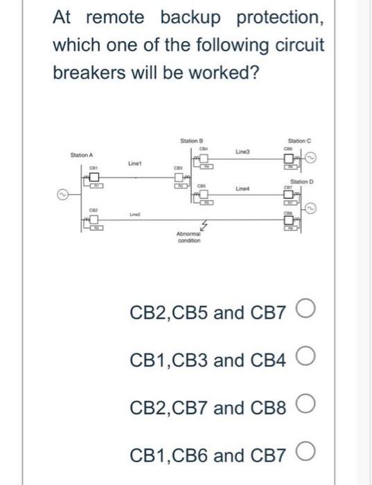 Solved At remote backup protection, which one of the | Chegg.com