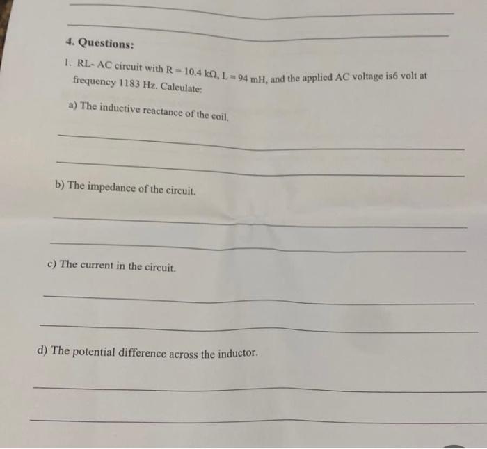Solved Experiment no.10: AC-Circuit: Inductor and capacitor | Chegg.com