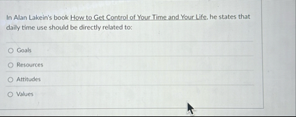 Solved In Alan Lakein's book How to Get Control of Your Time | Chegg.com