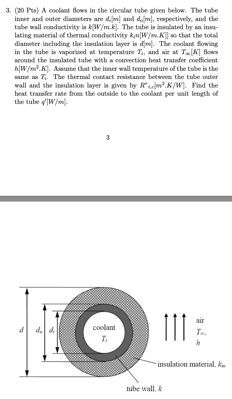 Solved (20Pts)A ﻿coolant flows in the circular tube given | Chegg.com