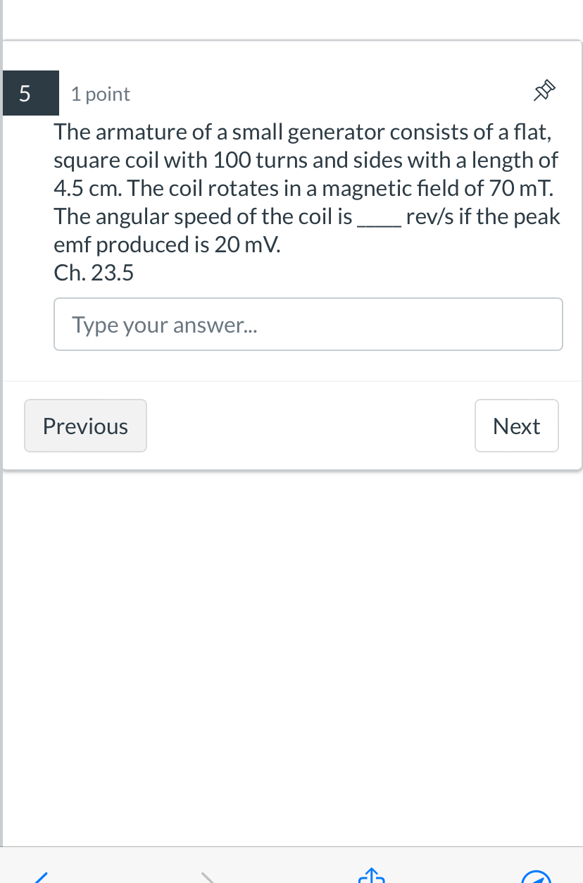 Solved 51 ﻿pointThe armature of a small generator consists | Chegg.com