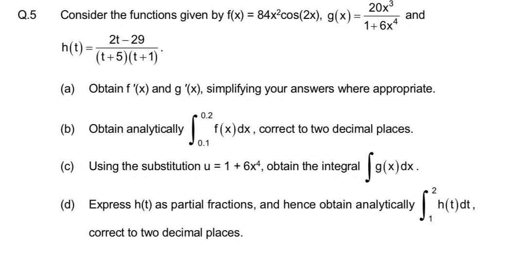 Solved 5 Consider the functions given by | Chegg.com