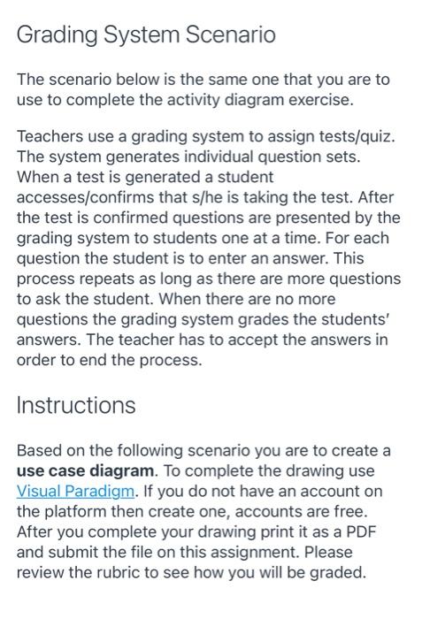 Solved Grading System Scenario The scenario below is the | Chegg.com